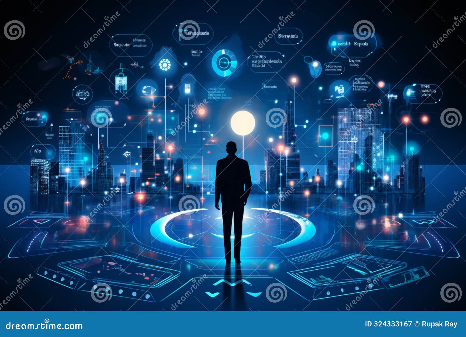 Visualizing Cloud Computing Person by Computer Screen Stock ...