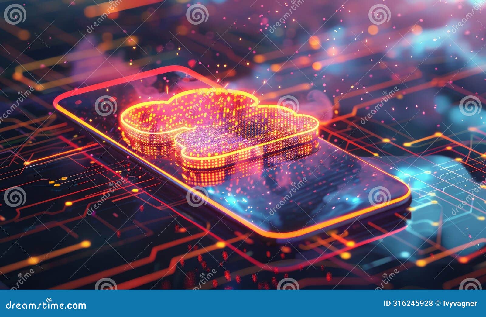 Visualizing Cloud Data Concept with Digital Storage Icons Stock Photo ...