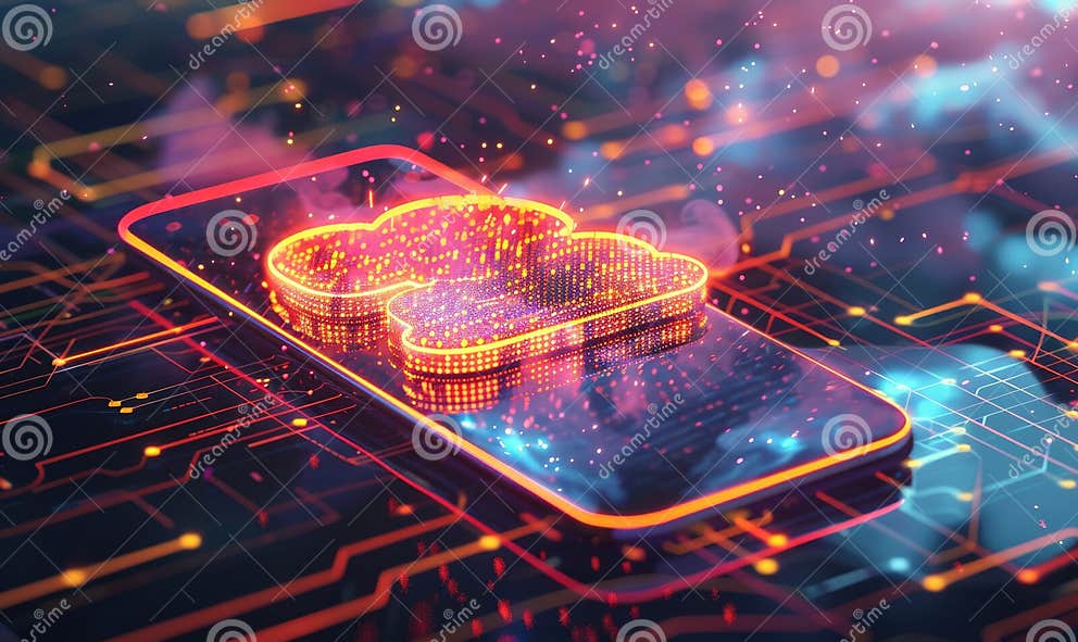 Visualizing Cloud Data Concept with Digital Storage Icons Stock Photo - Image of solution ...