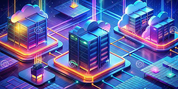 Visualizing Cloud Storage Download Isometric Illustration of Data ...