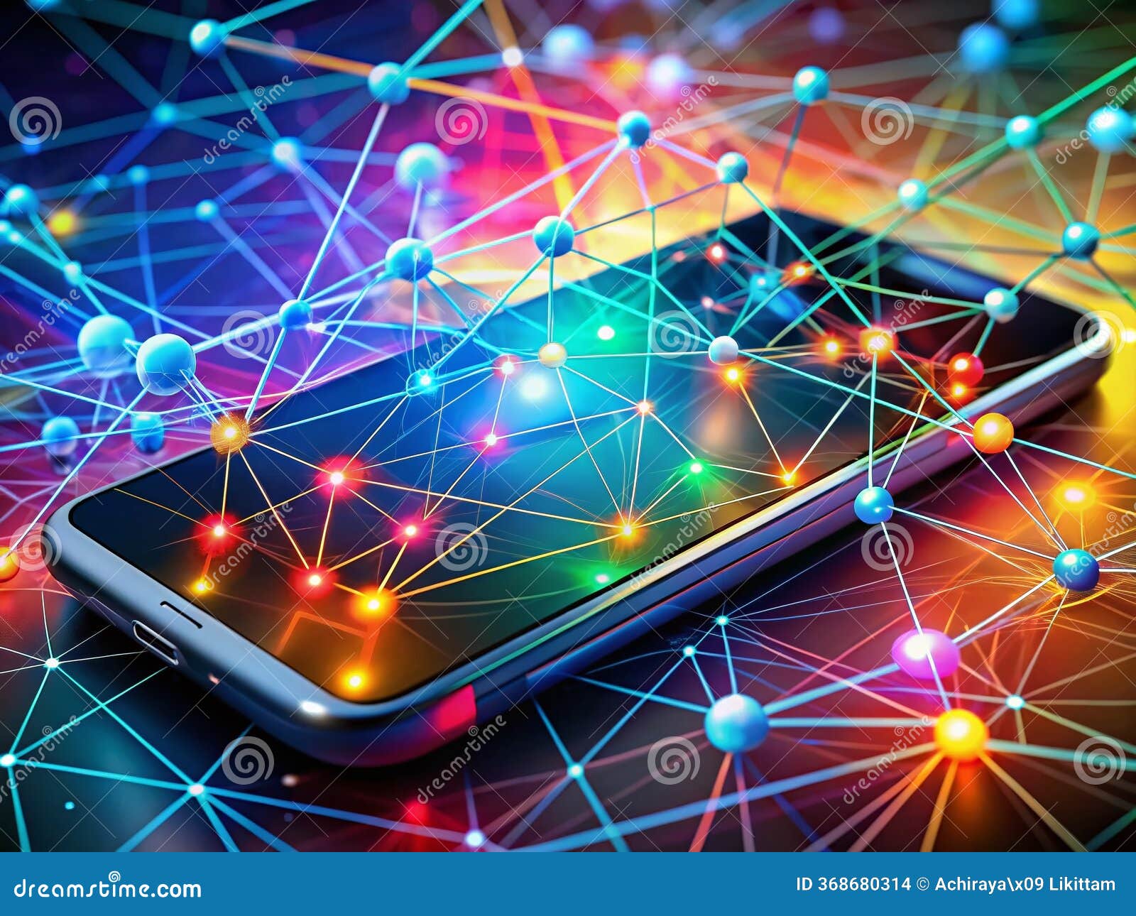 Interactive Sci-fi Network Chart With Glowing Nodes Royalty-Free Stock ...