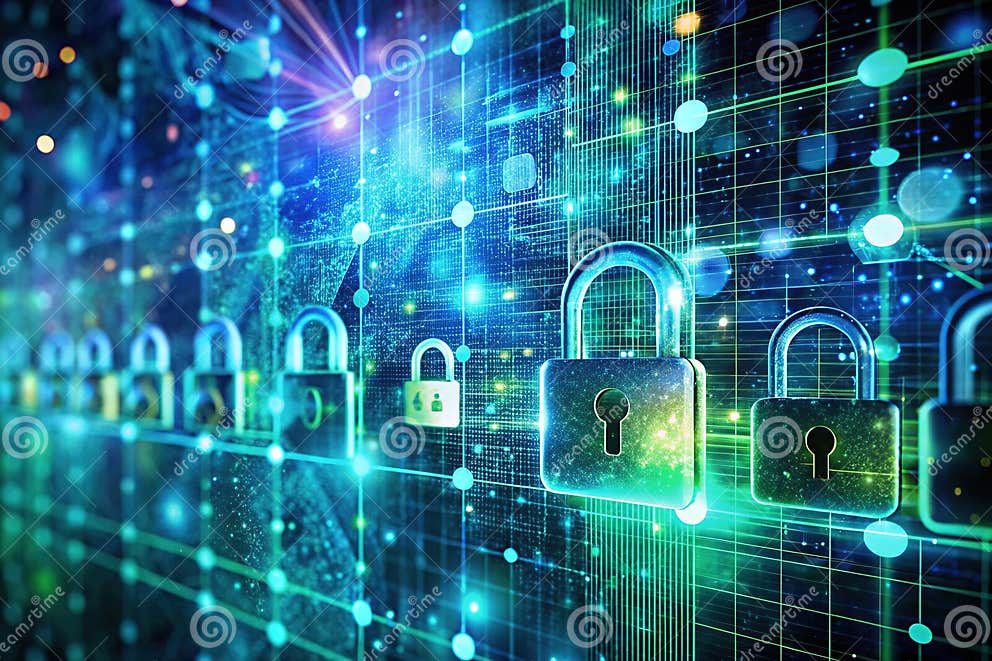 Visualizing Cyber Security: a Dynamic Abstract Background Illustrating Encryption, Network ...