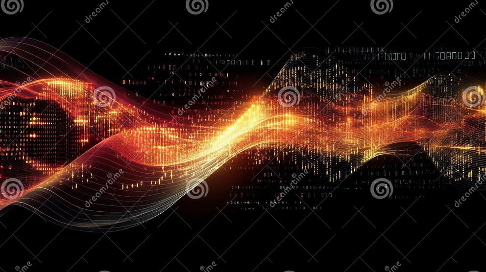 Visualizing Data, Abstract Waves of Binary Code Stock Illustration ...