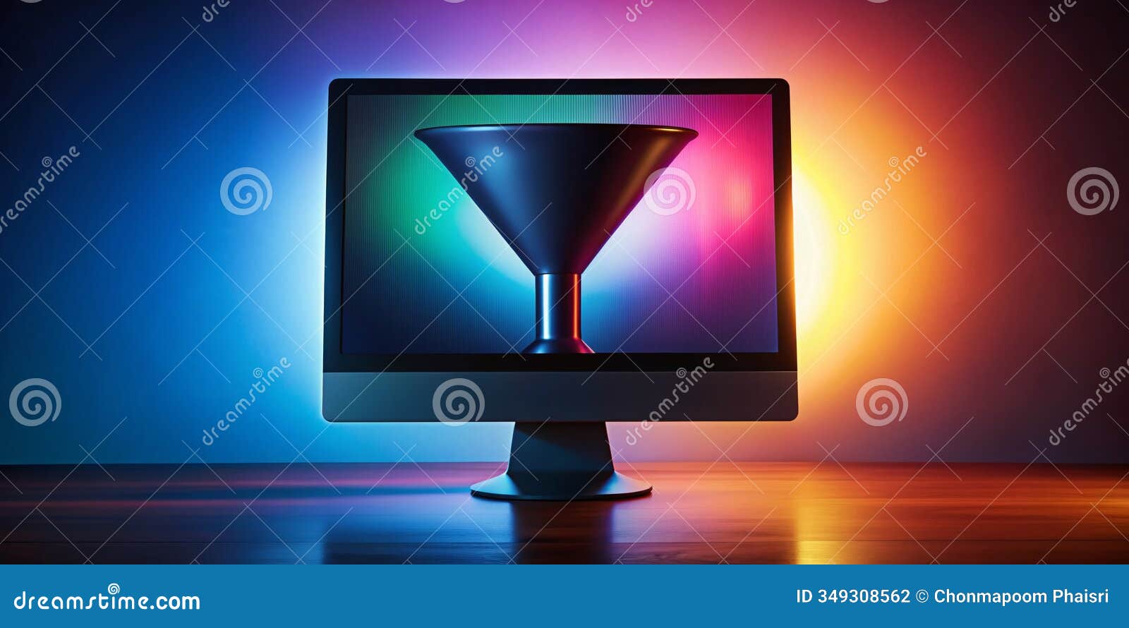 Visualizing Data Flow and Digital Transformation a Silhouette of a Computer Monitor with a ...