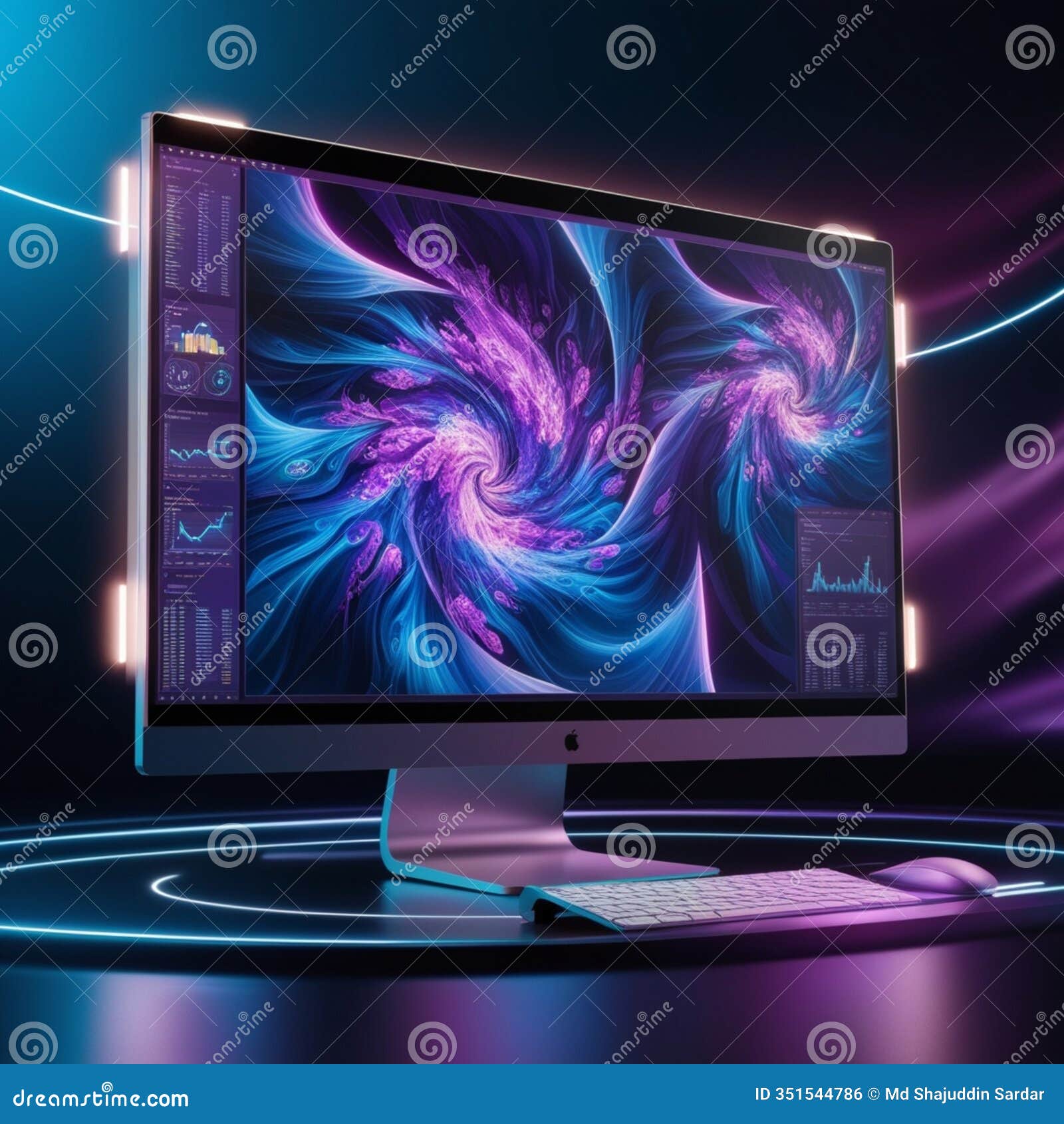 Visualizing Data Insights on a Computer Screen. Stock Illustration ...