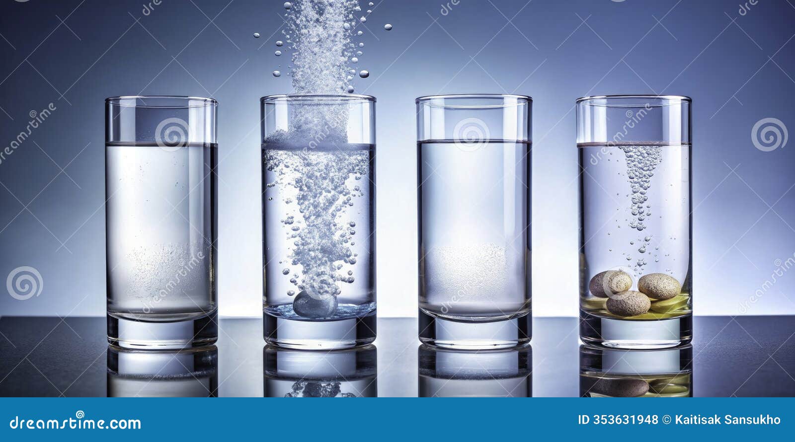 Stages Of Dissolving Tablet In Water Illustration Cartoon Vector ...