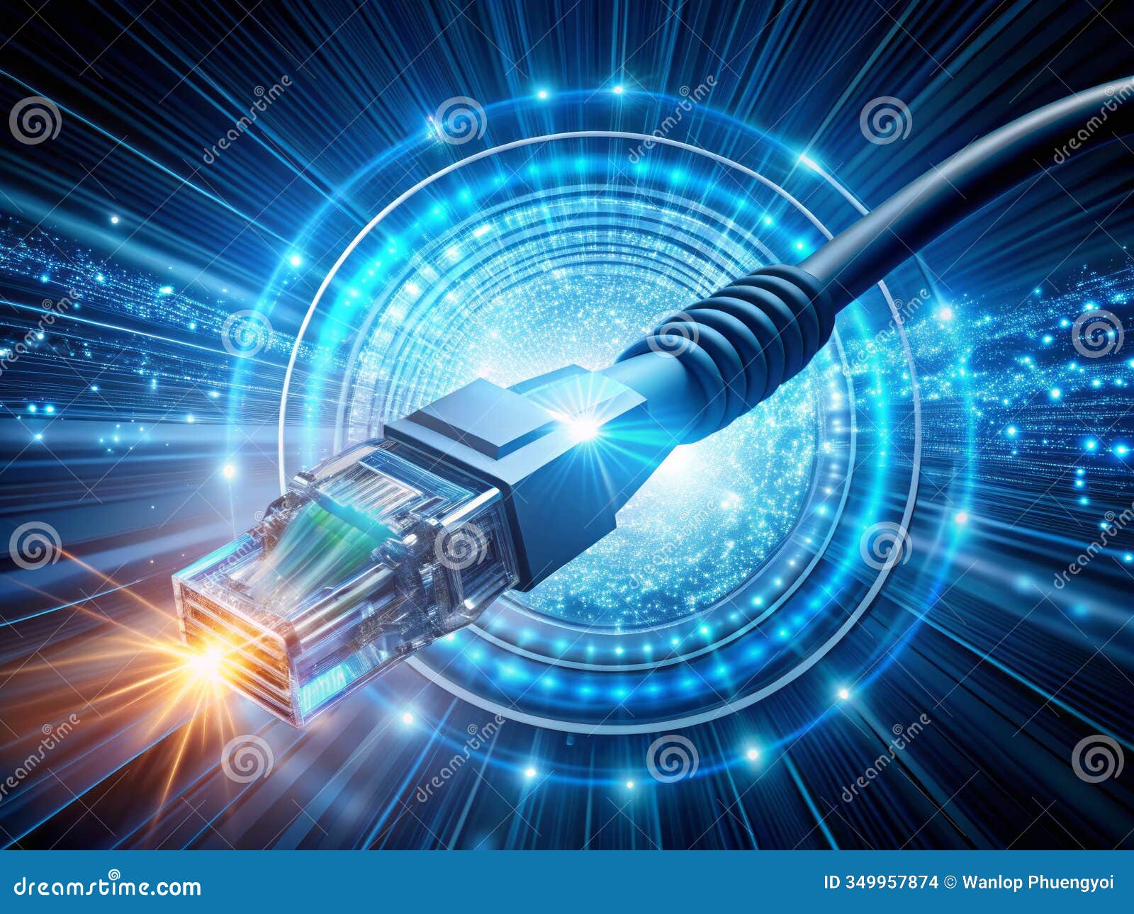 Visualizing the Flow of Data: a Wired Connection Radiates with Digital ...