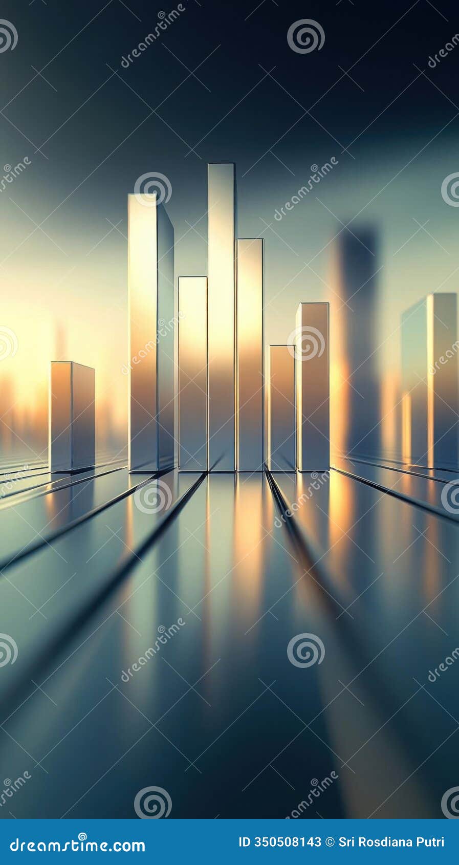 Visualizing Growth, Abstract Cityscape at Sunset Stock Illustration ...