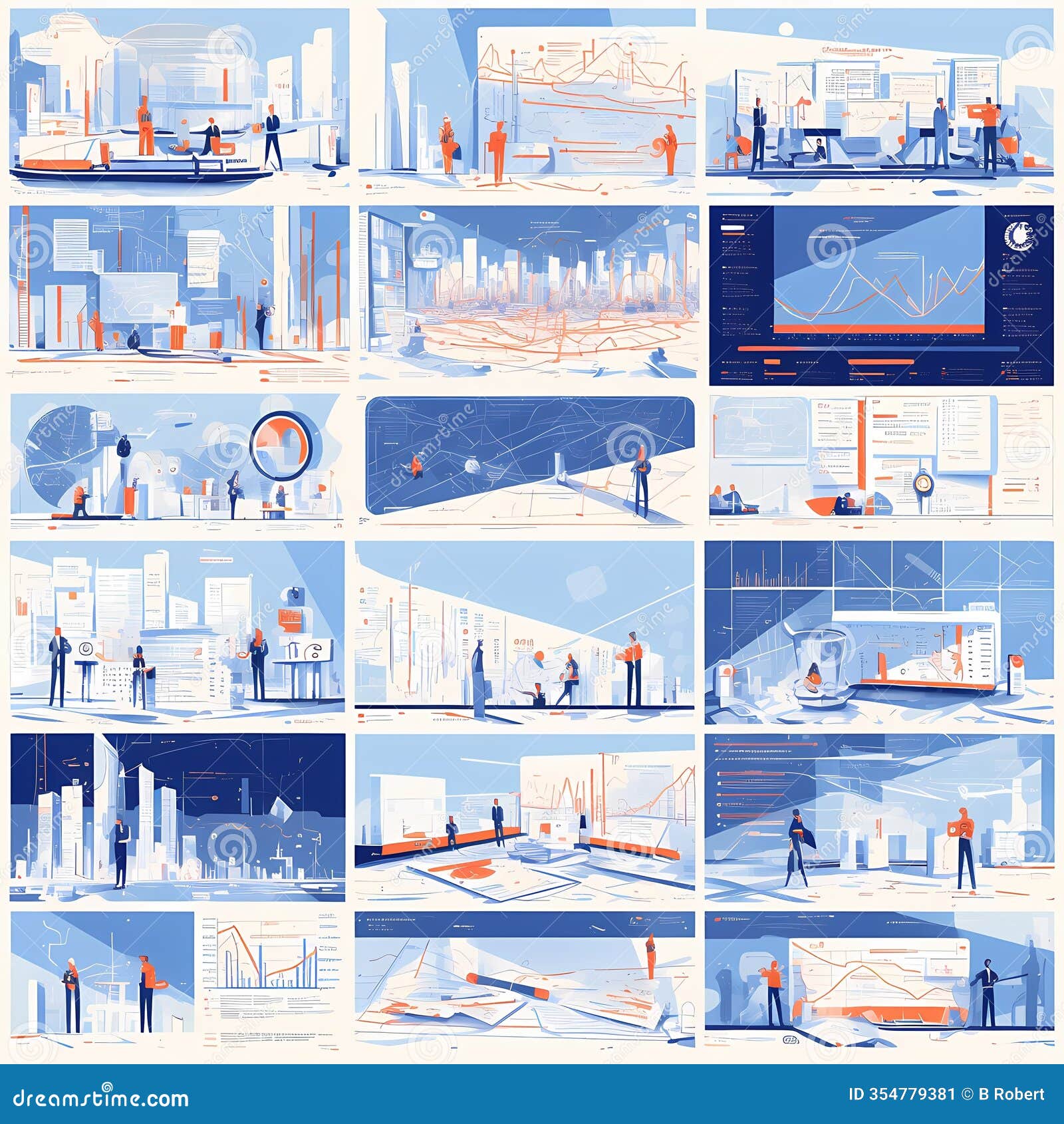 Visualizing Growth: An Office Filled With Dynamic Charts Royalty-Free ...