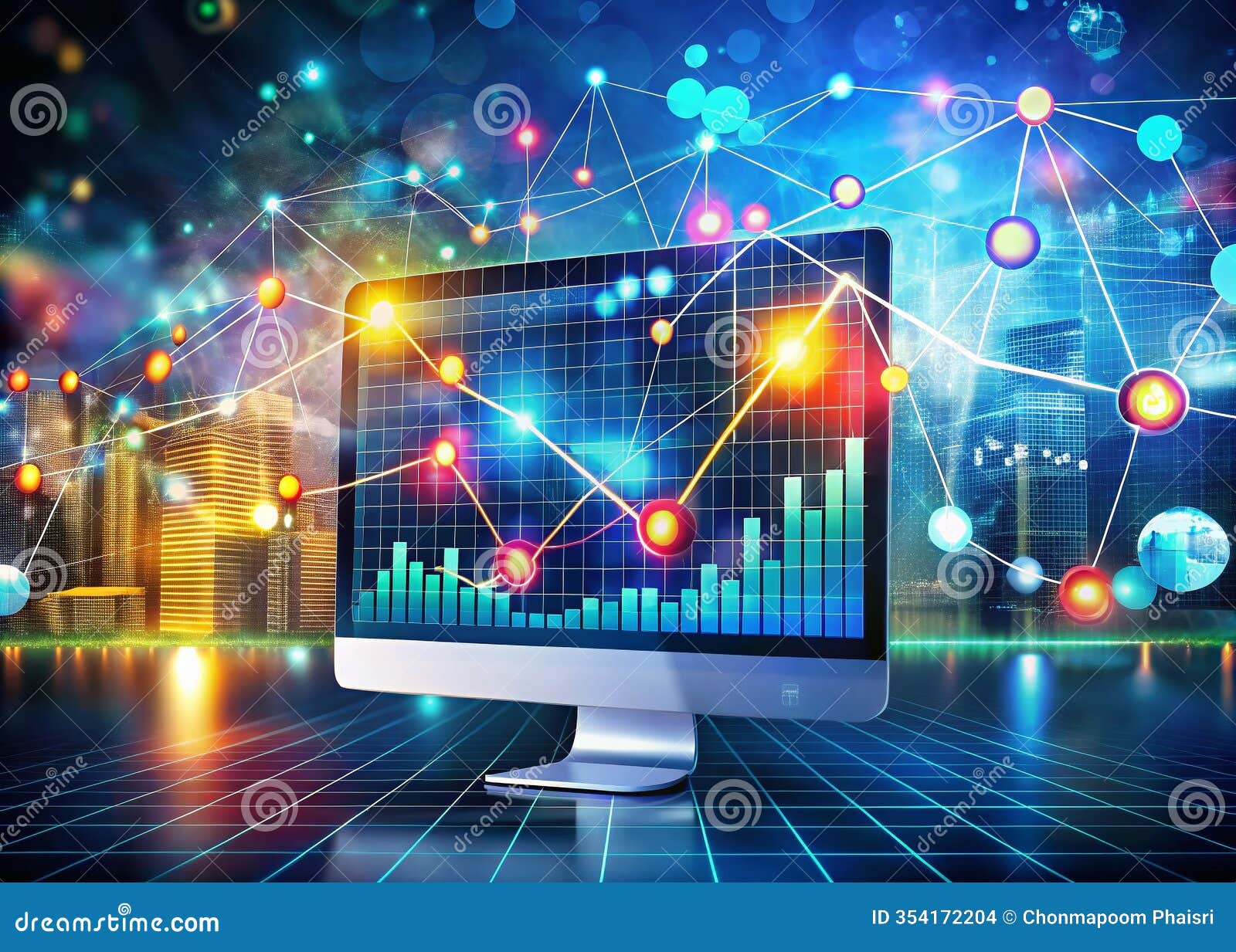 Visualizing Network Health a Surreal Abstract Dashboard Displaying RealTime Data Analytics ...