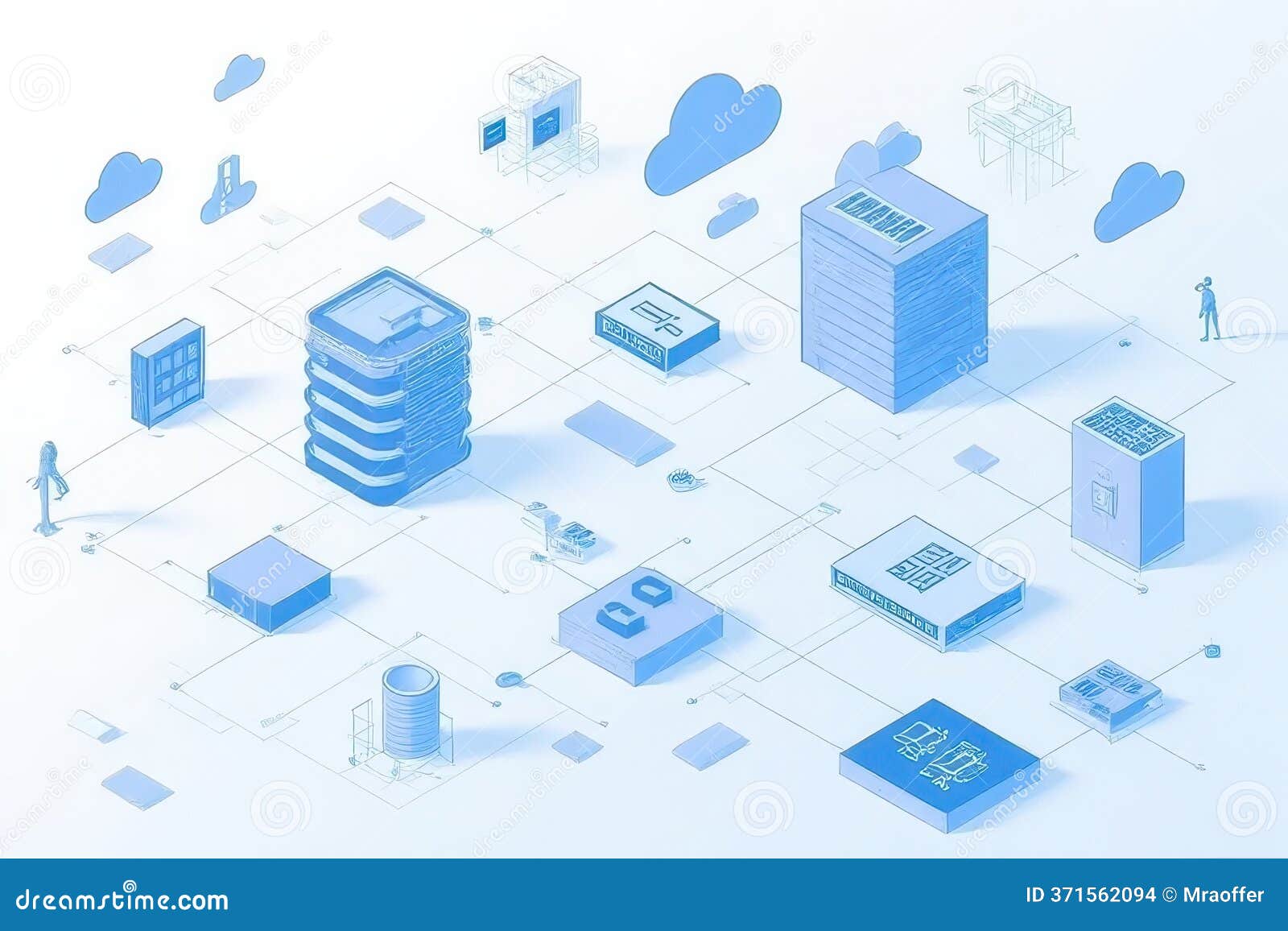Serverless Architecture Illustration With Graphical Visualization Of Functions And Connections