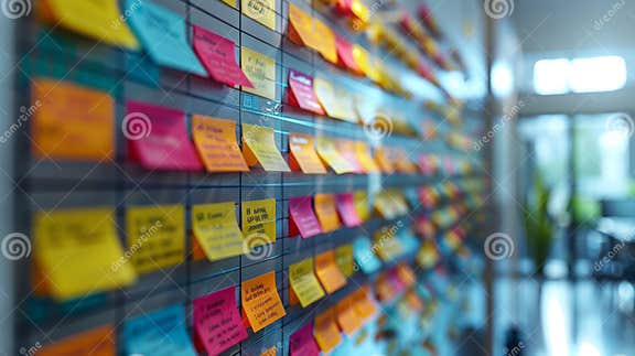 Visualizing Task Progress on a Digital Kanban Board. Stock Illustration ...