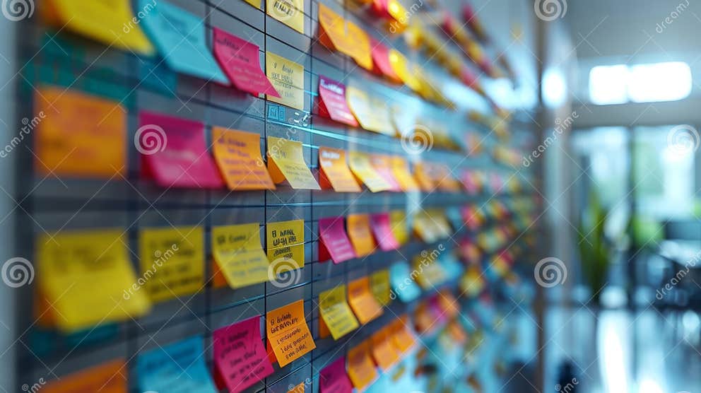 Visualizing Task Progress on a Digital Kanban Board. Stock Illustration ...