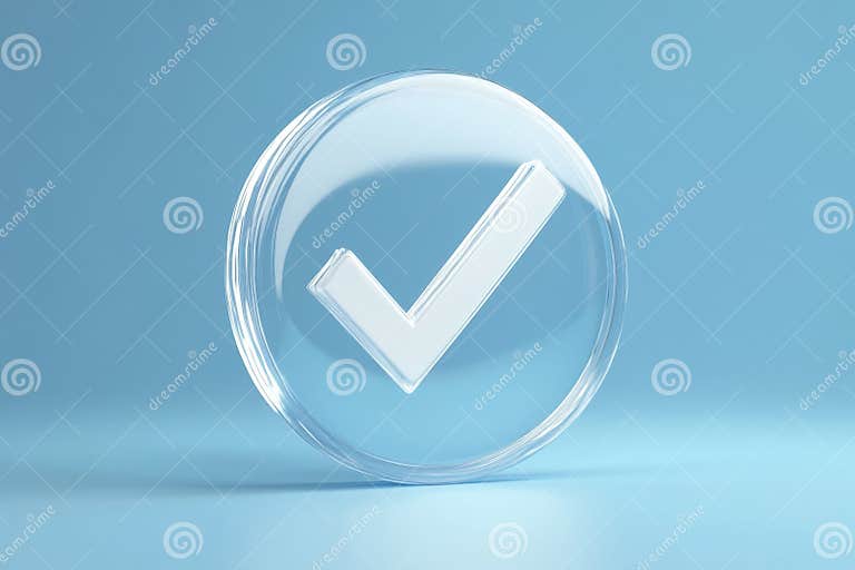 A Visually Appealing 3D Transparent Checkmark Icon Displayed Against a ...