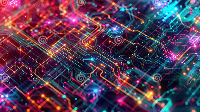 Visually Captivating Abstract Artwork Named Virtual Circuitry Featuring ...