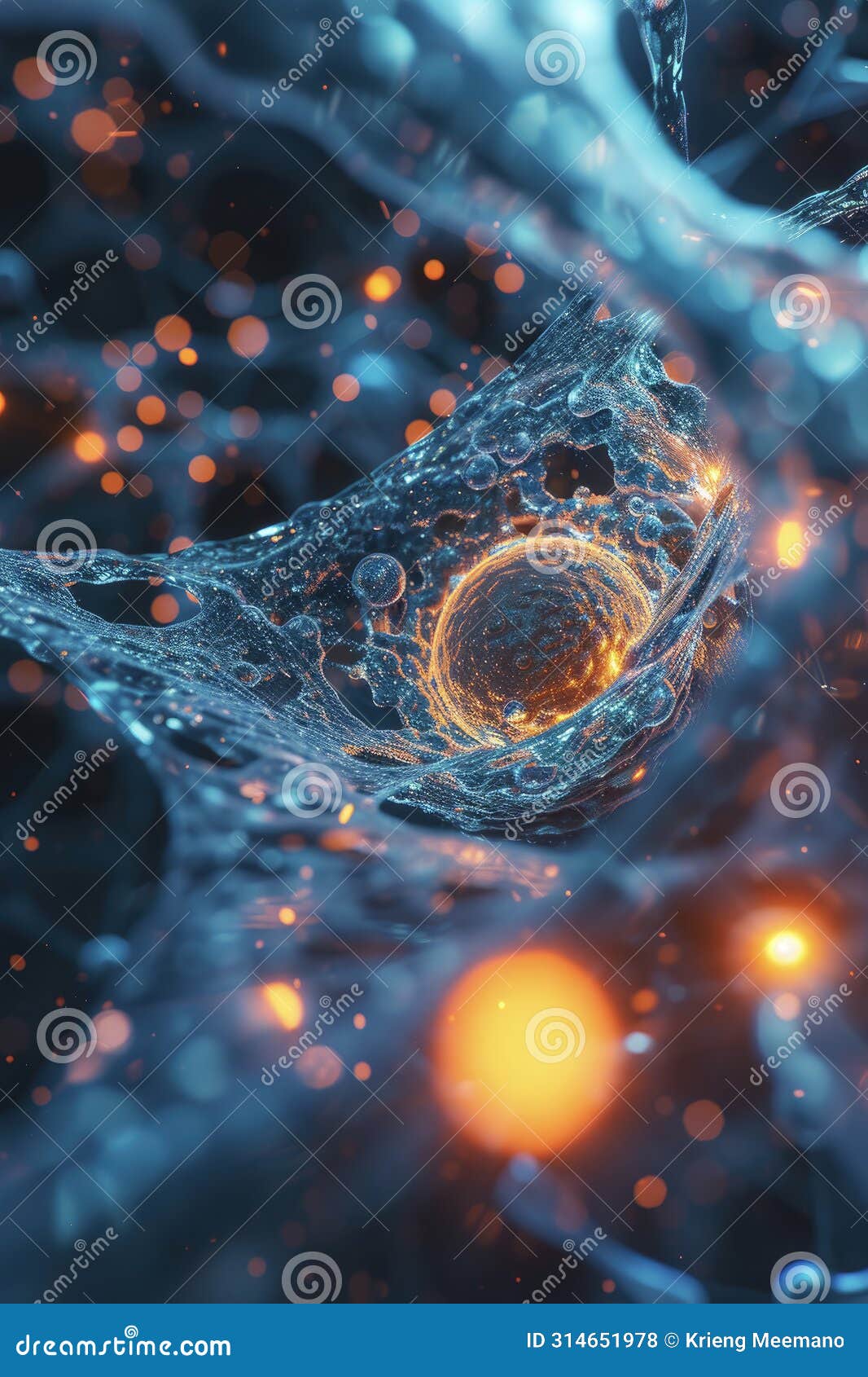 Nano Molecular Cell Intricate Details Highlighted in Glowing, Sci Fi ...