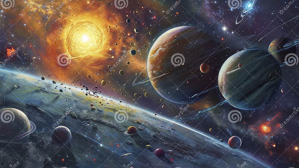 A Visually Captivating Digital Artwork Depicting a Stylized and Colorful Rendition of the Solar ...