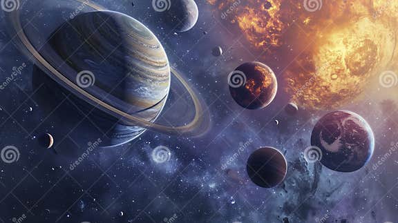 A Visually Captivating Digital Artwork Depicting a Stylized and Colorful Rendition of the Solar ...