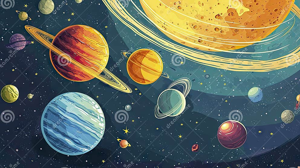 A Visually Captivating Digital Artwork Depicting a Stylized and Colorful Rendition of the Solar ...