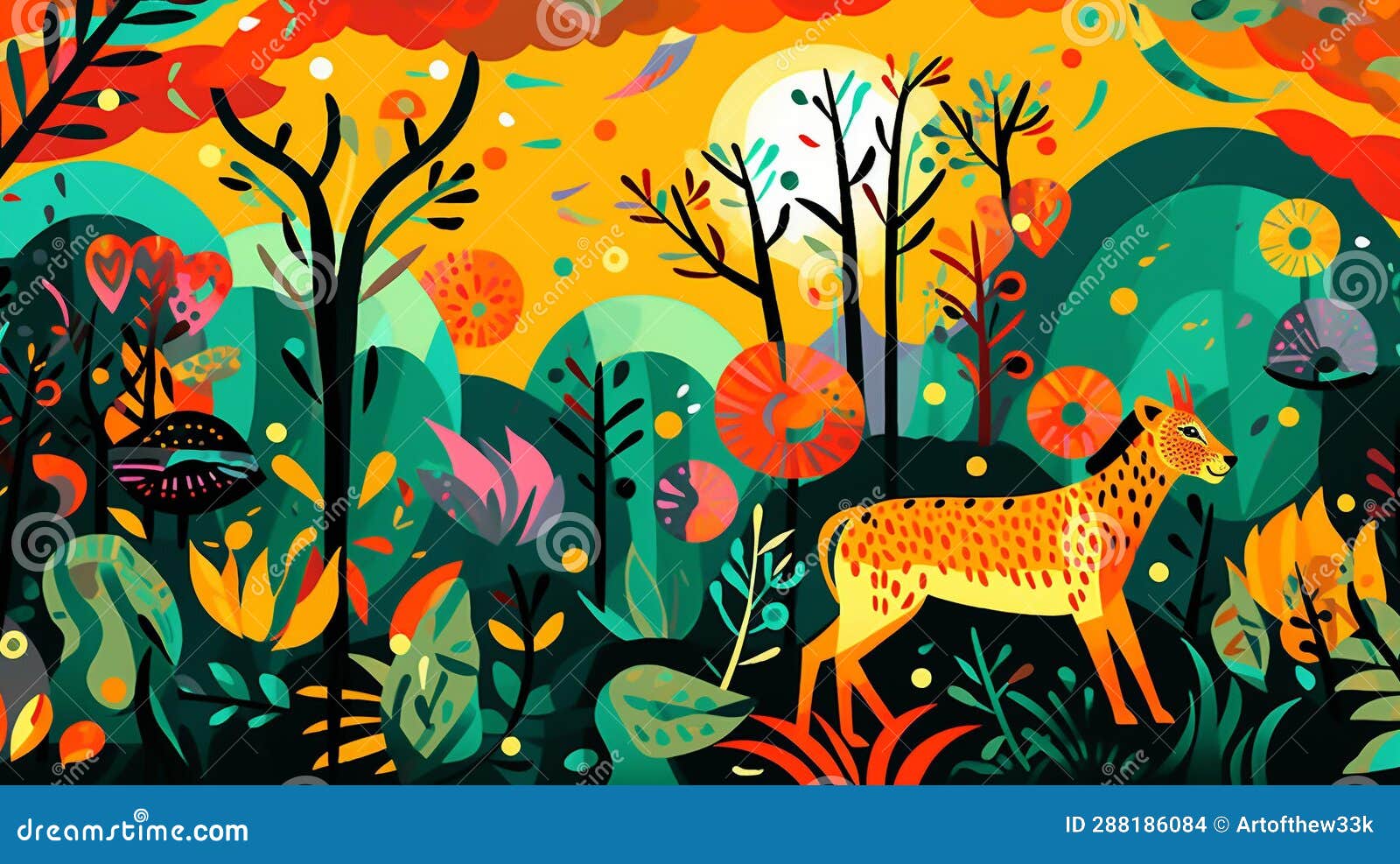Playful Wildlife: Vibrant Geometric Patterns in Abstract Nature Stock ...