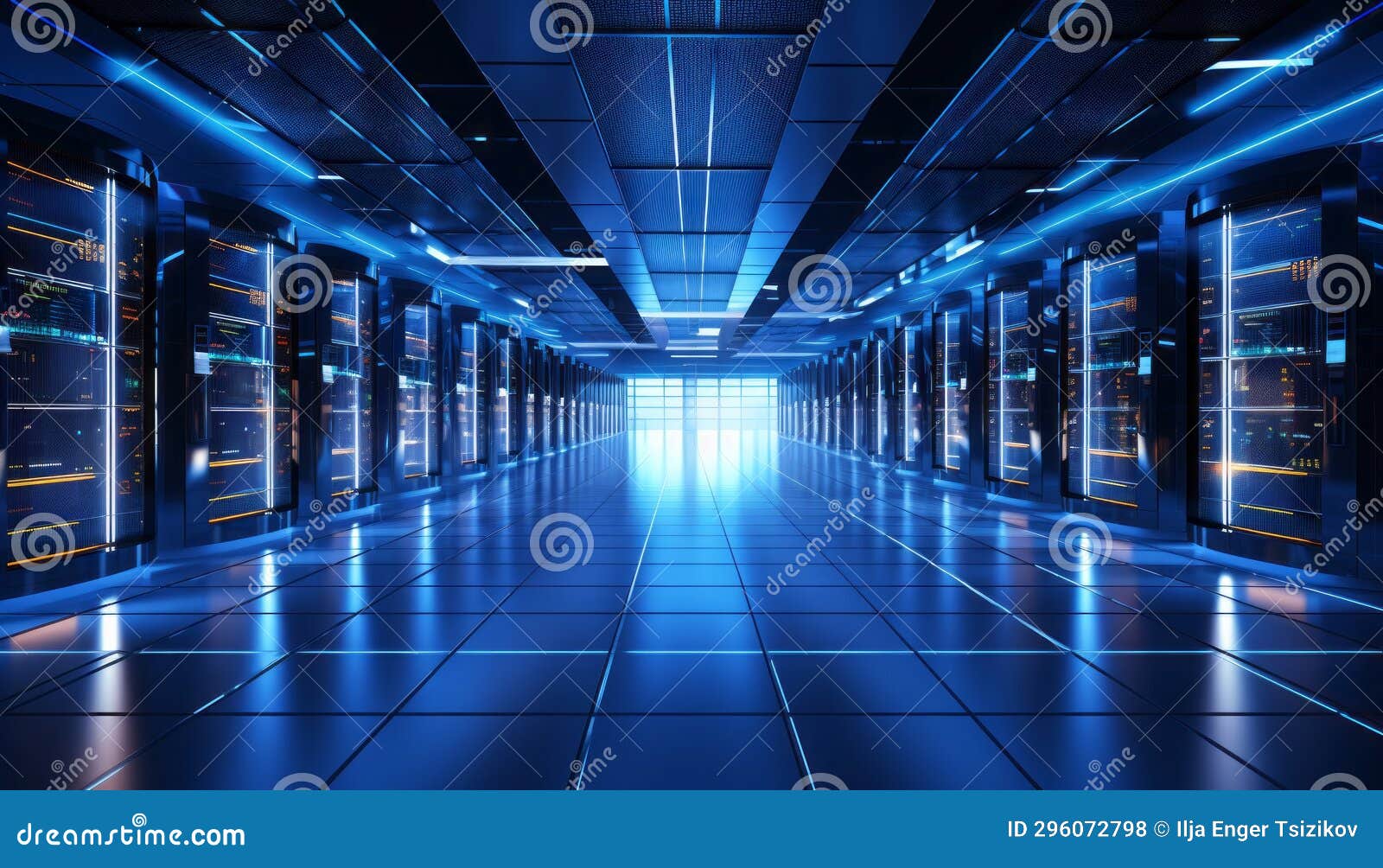 Visually Captivating Modern Data Center with Organized Server Racks ...