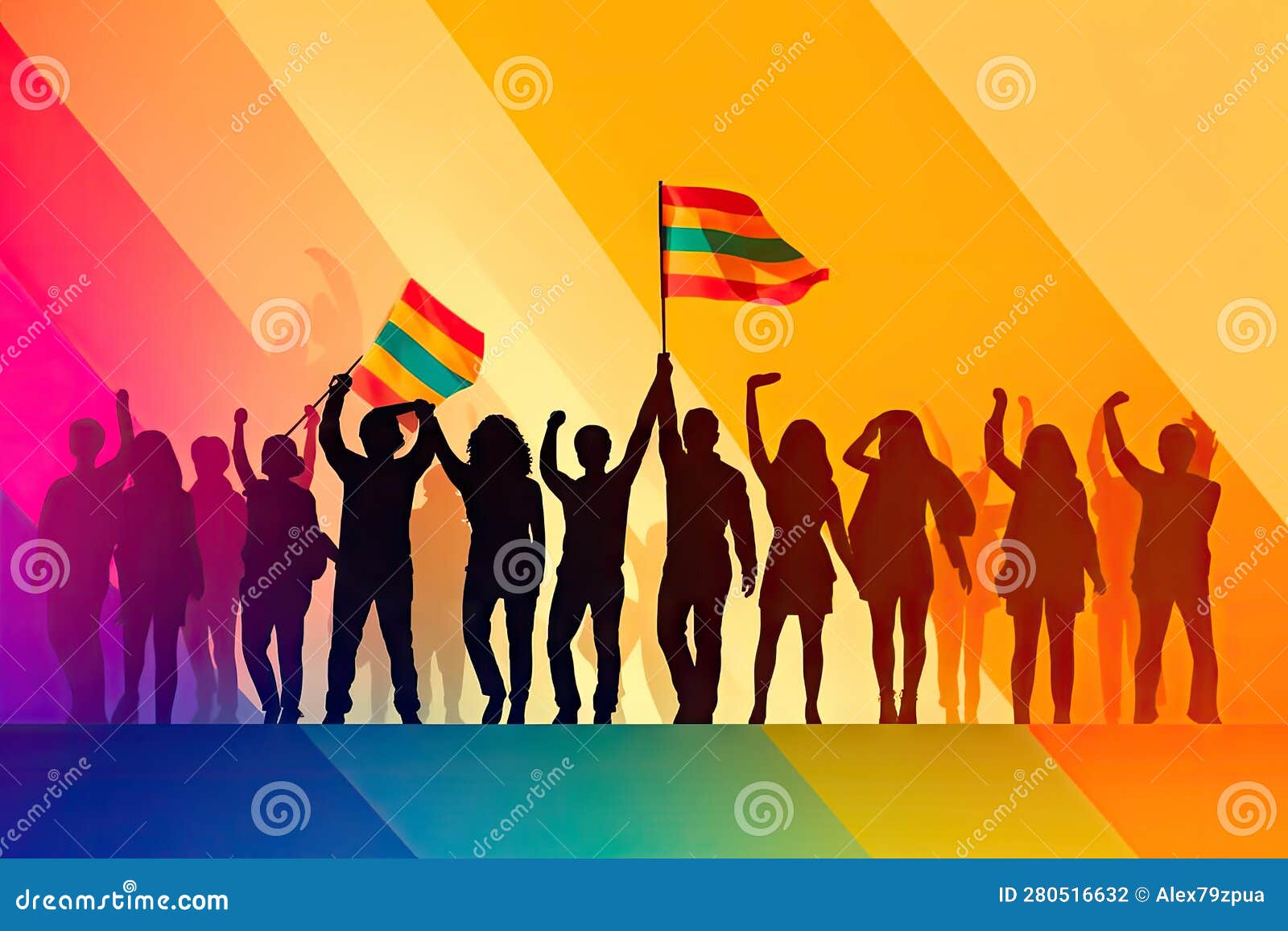 Symbolic Unity: People Silhouettes and the LGBT Rainbow Flag ...