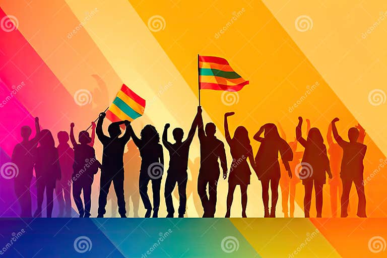 Symbolic Unity: People Silhouettes and the LGBT Rainbow Flag ...