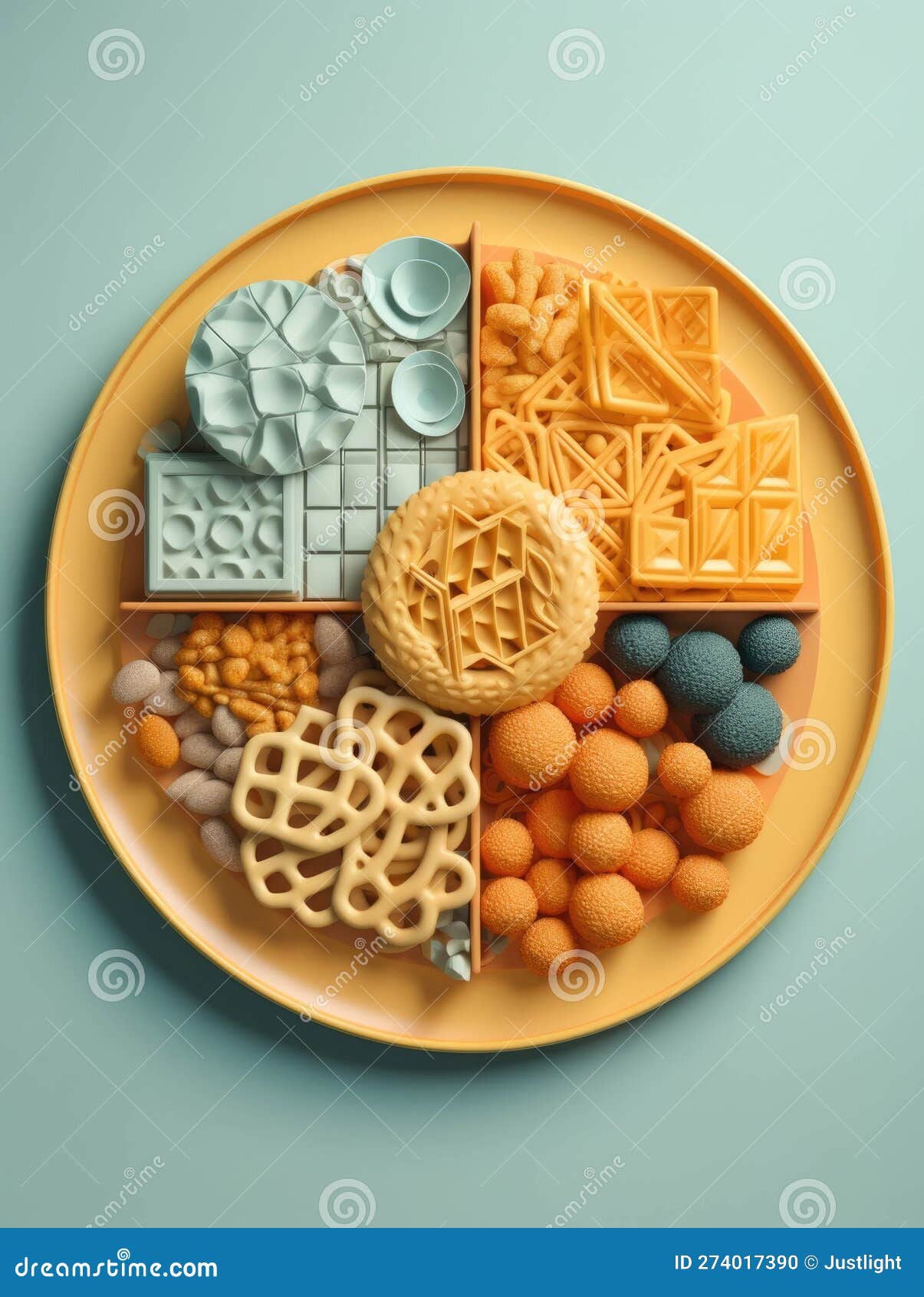 A Visually Dynamic Plate of Fresh 3D Printed Snacks Arranged in an ...