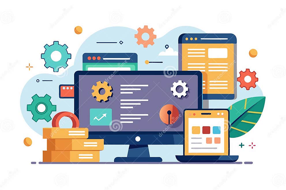 A Visually Engaging Illustration Showcasing Customizable Code Snippets with a Computer Monitor ...