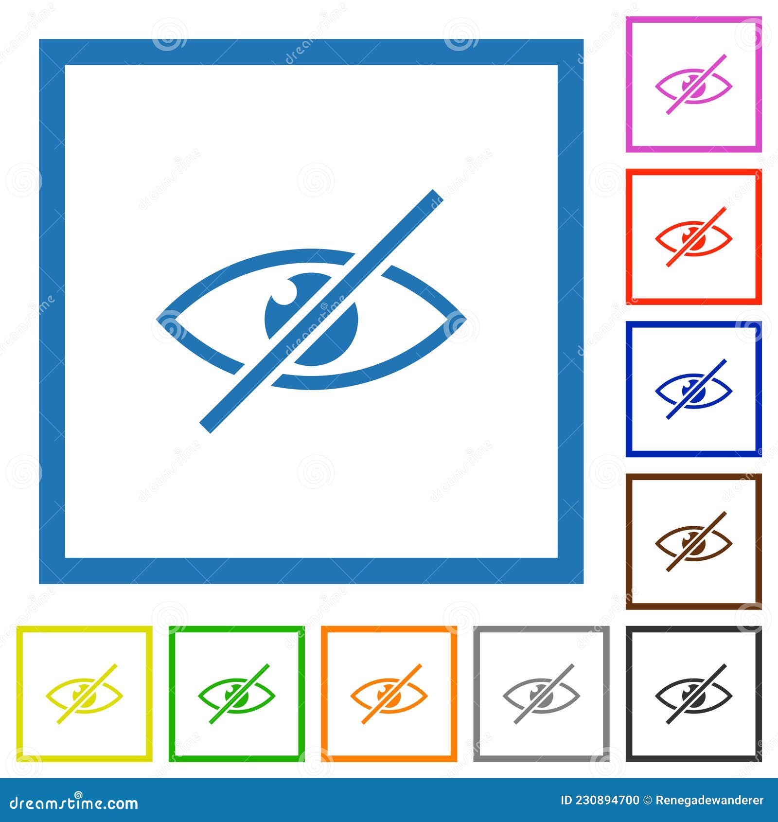 Visually Impaired Flat Framed Icons Stock Vector - Illustration of ...