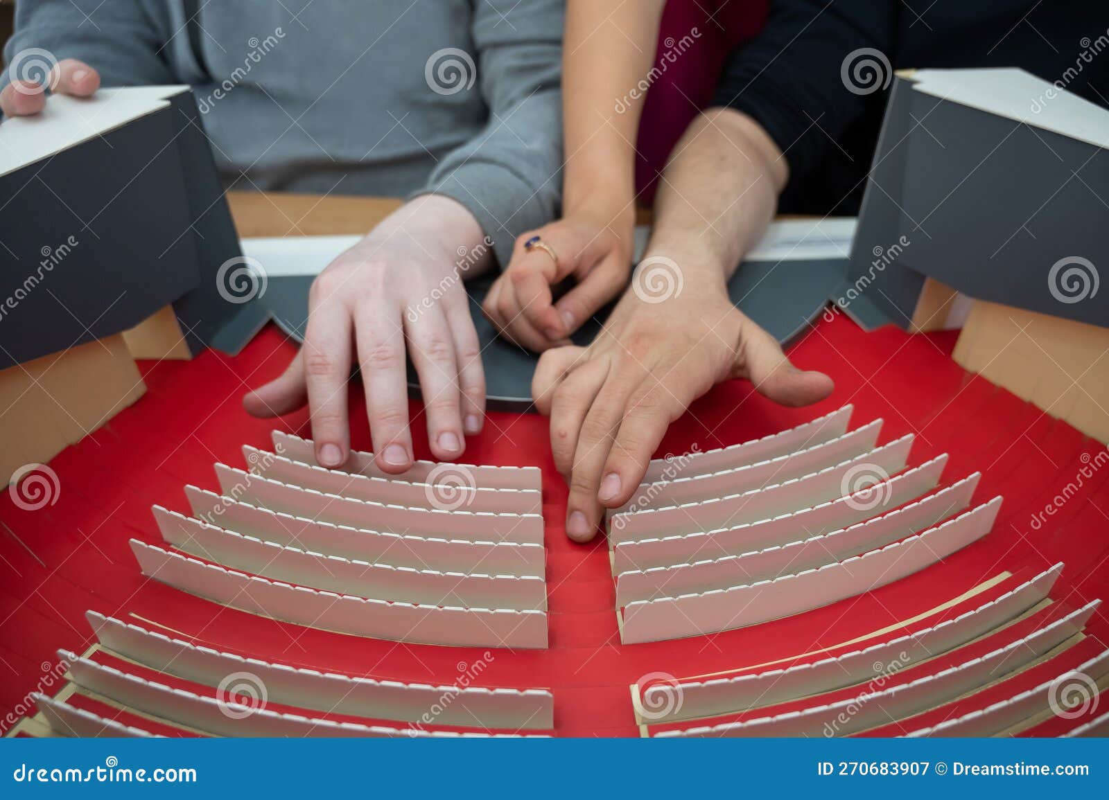 A Visually Impaired Man Uses a Scanning and Reading Machine. Stock ...