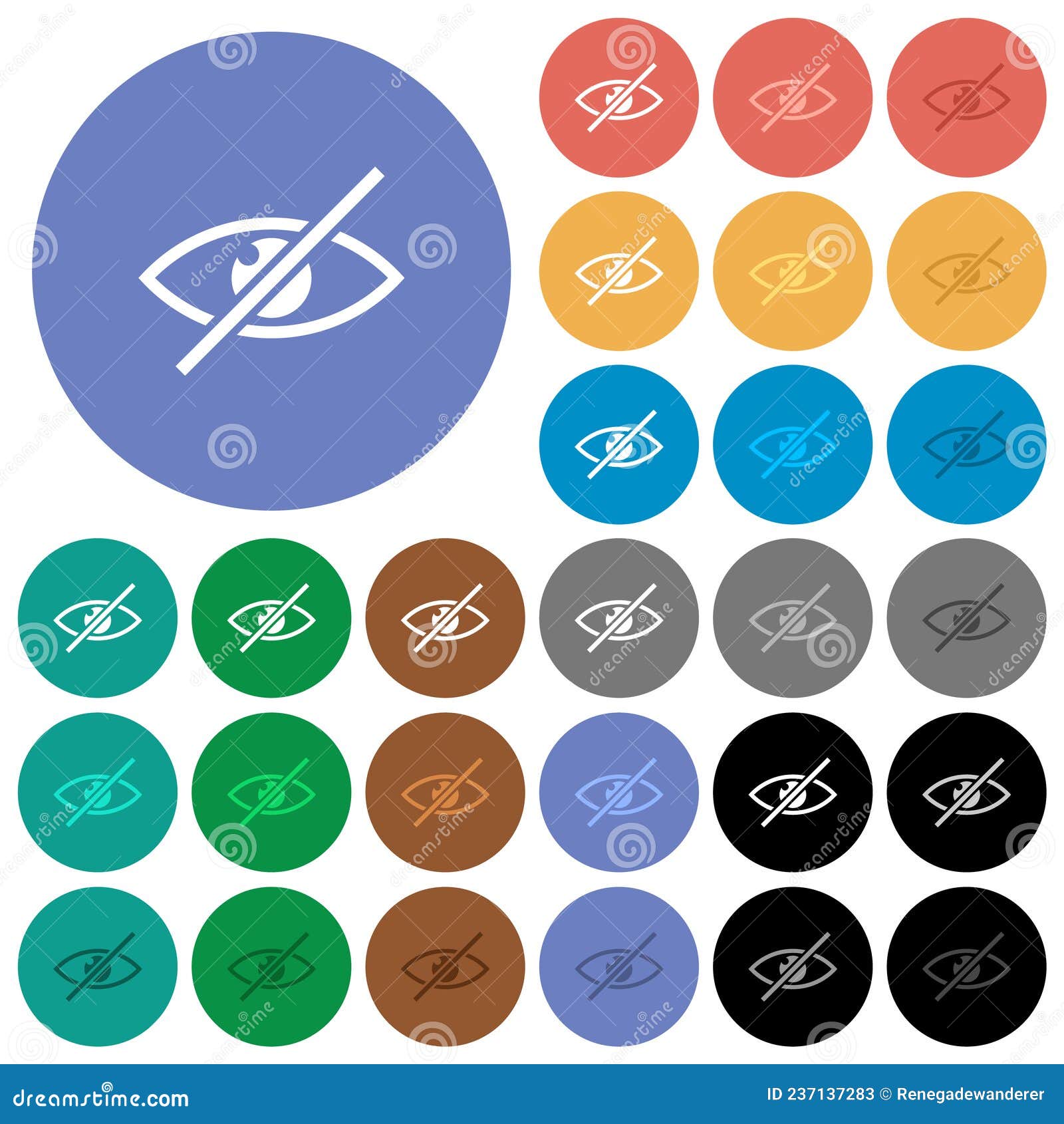 Visually Impaired Round Flat Multi Colored Icons Stock Vector ...