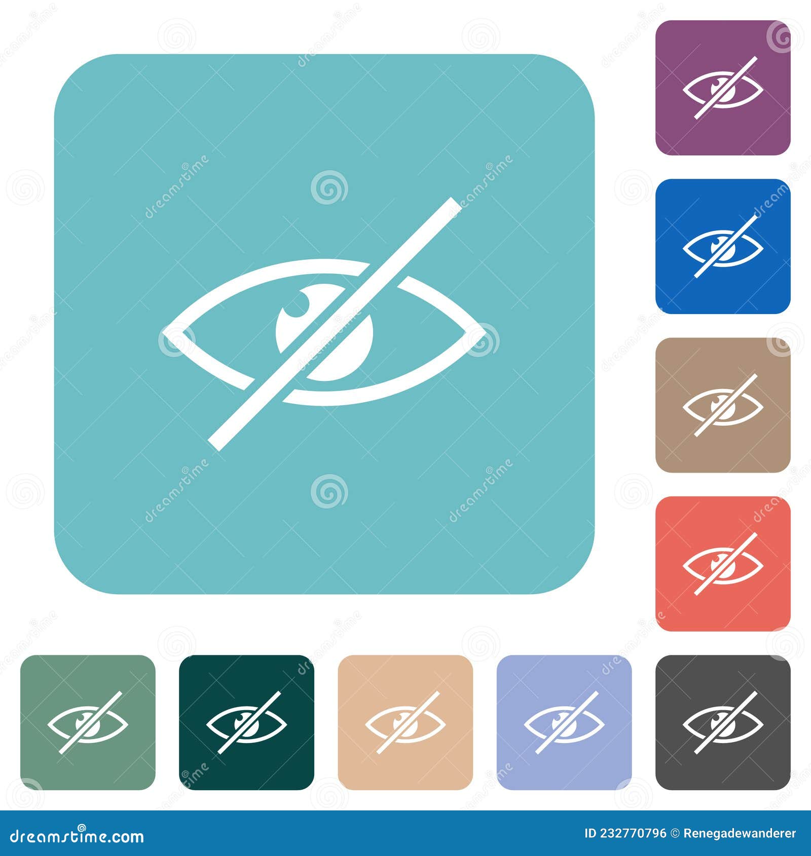 Visually Impaired Rounded Square Flat Icons Stock Vector - Illustration ...