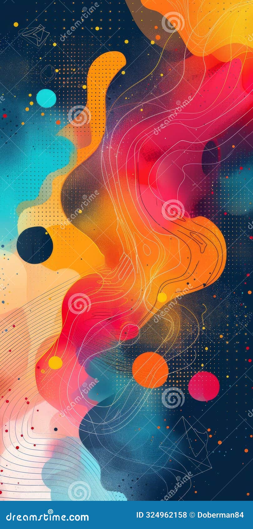 Colorful Abstract Background with Geometric Shapes and Fluid Dynamic ...