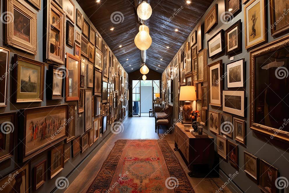 Visually Stimulating Hallway with Eclectic Gallery Wall Eclectic ...