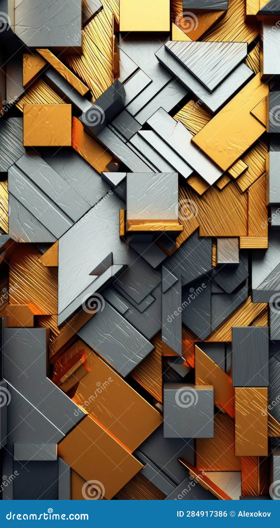 Visually Striking Abstract Composition with Metallic Silver, Gold, and ...