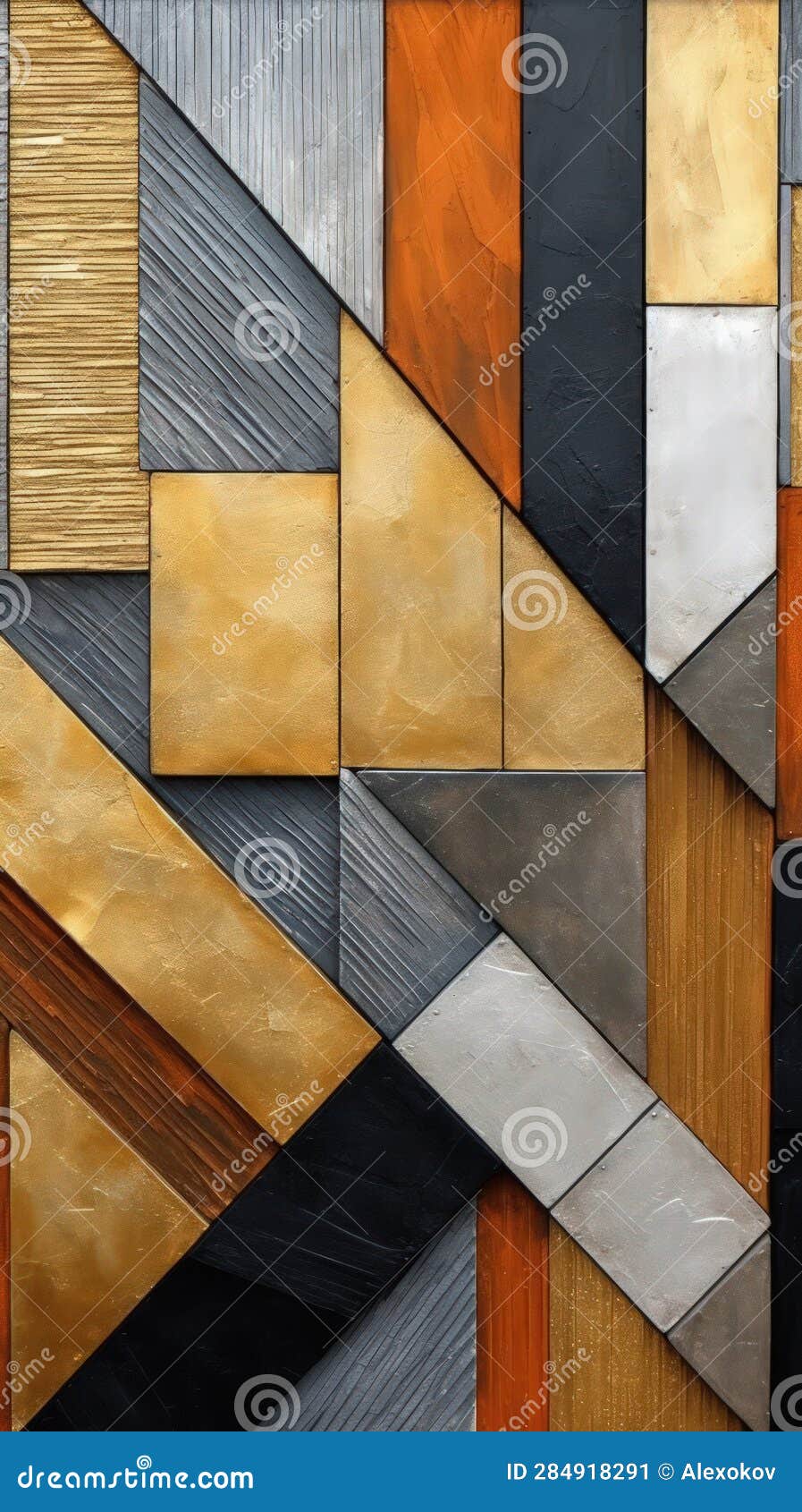 Visually Striking Abstract Composition with Metallic Silver, Gold, and ...