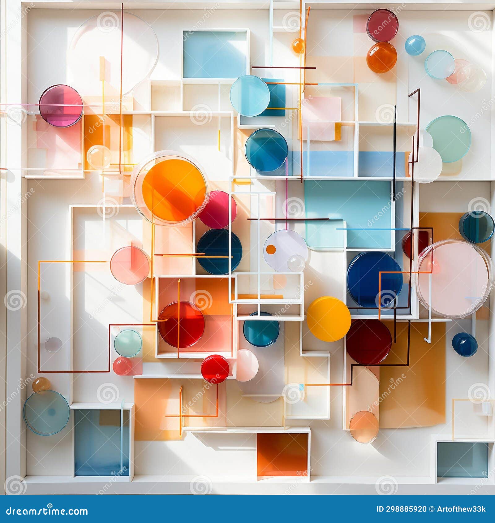 Vibrant Geometric Abstractions: Abstract Forms Floating Above Polished ...