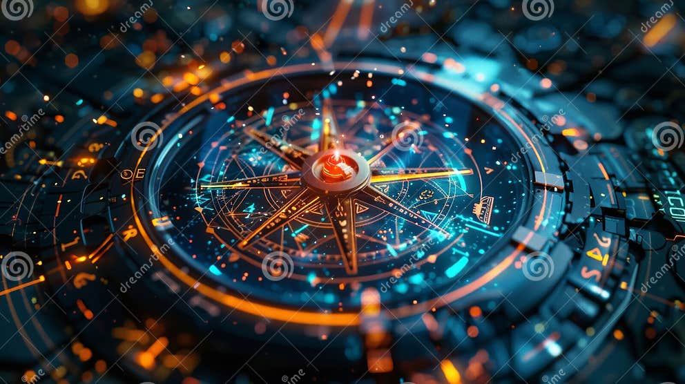 Visually Striking 3d Rendered Image of a Digital Compass Embedded in a ...