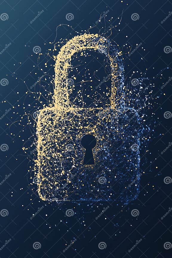 Abstract Digital Lock with Particles Representing Security and ...