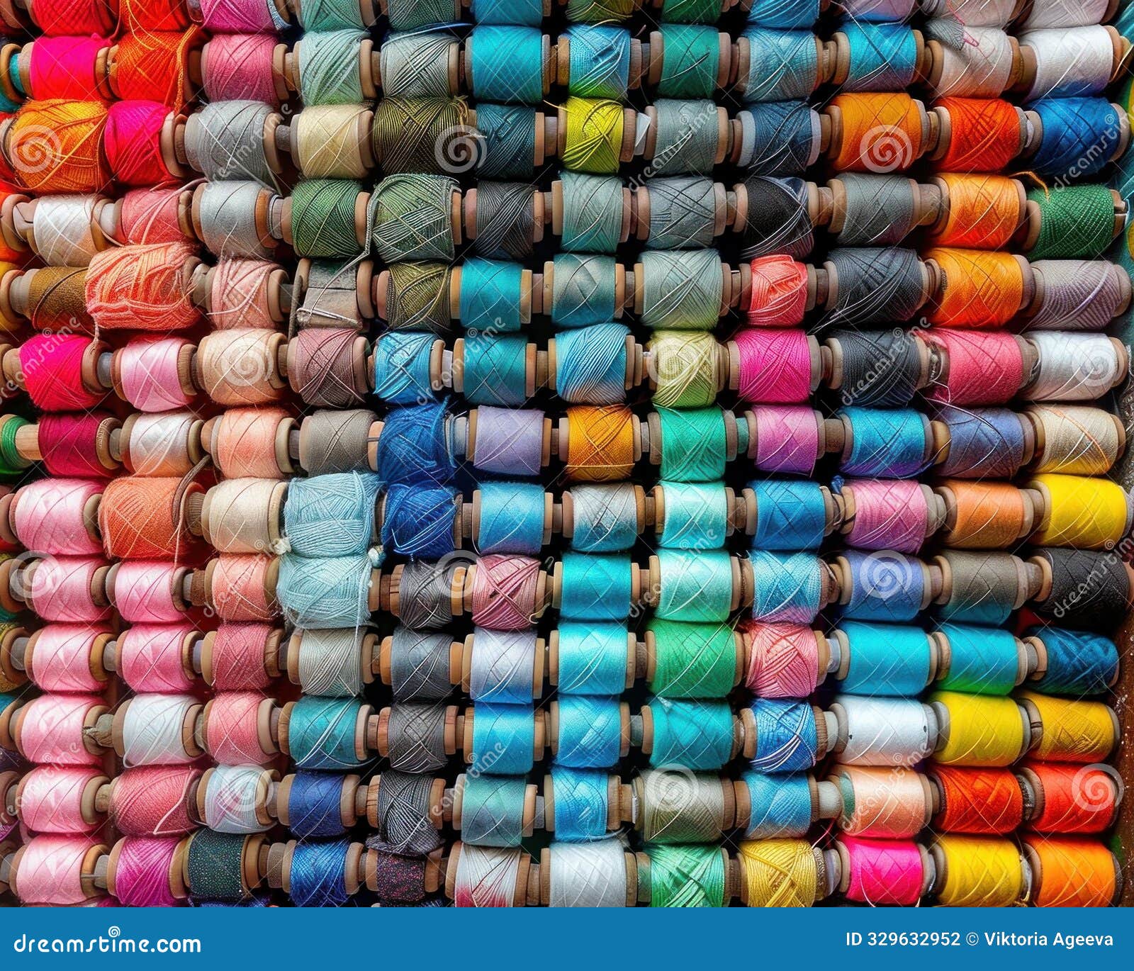Colorful Spools of Thread Arranged in a Vibrant Pattern on a Textured ...