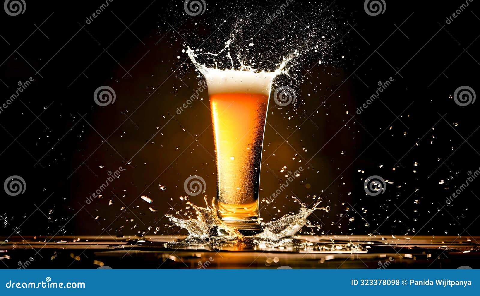 Visually Striking Image of a Glass of Amber Beer with a Dramatic Splash ...