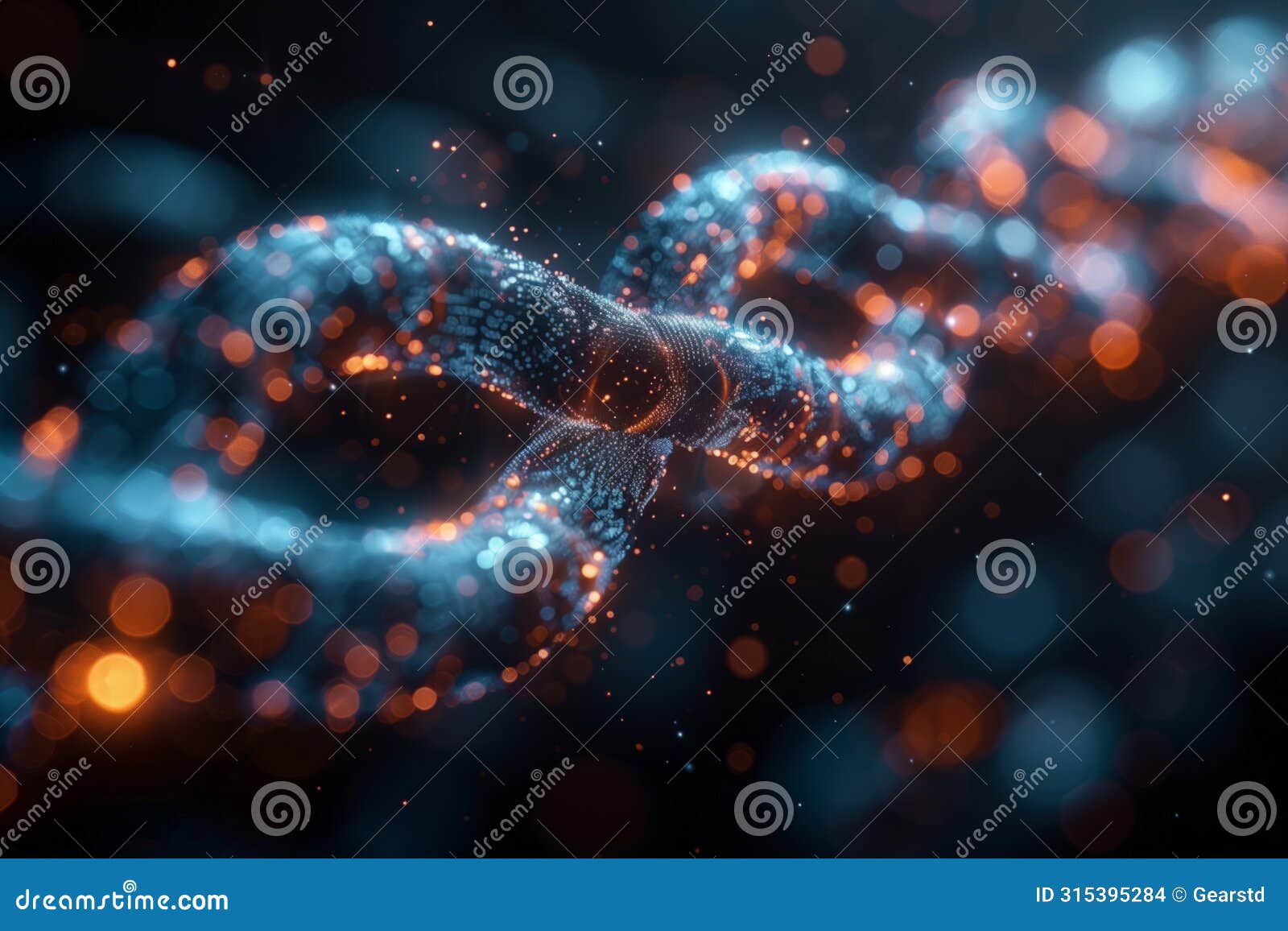 Glowing Helix DNA Structure in Blue Space Stock Photo - Image of future ...