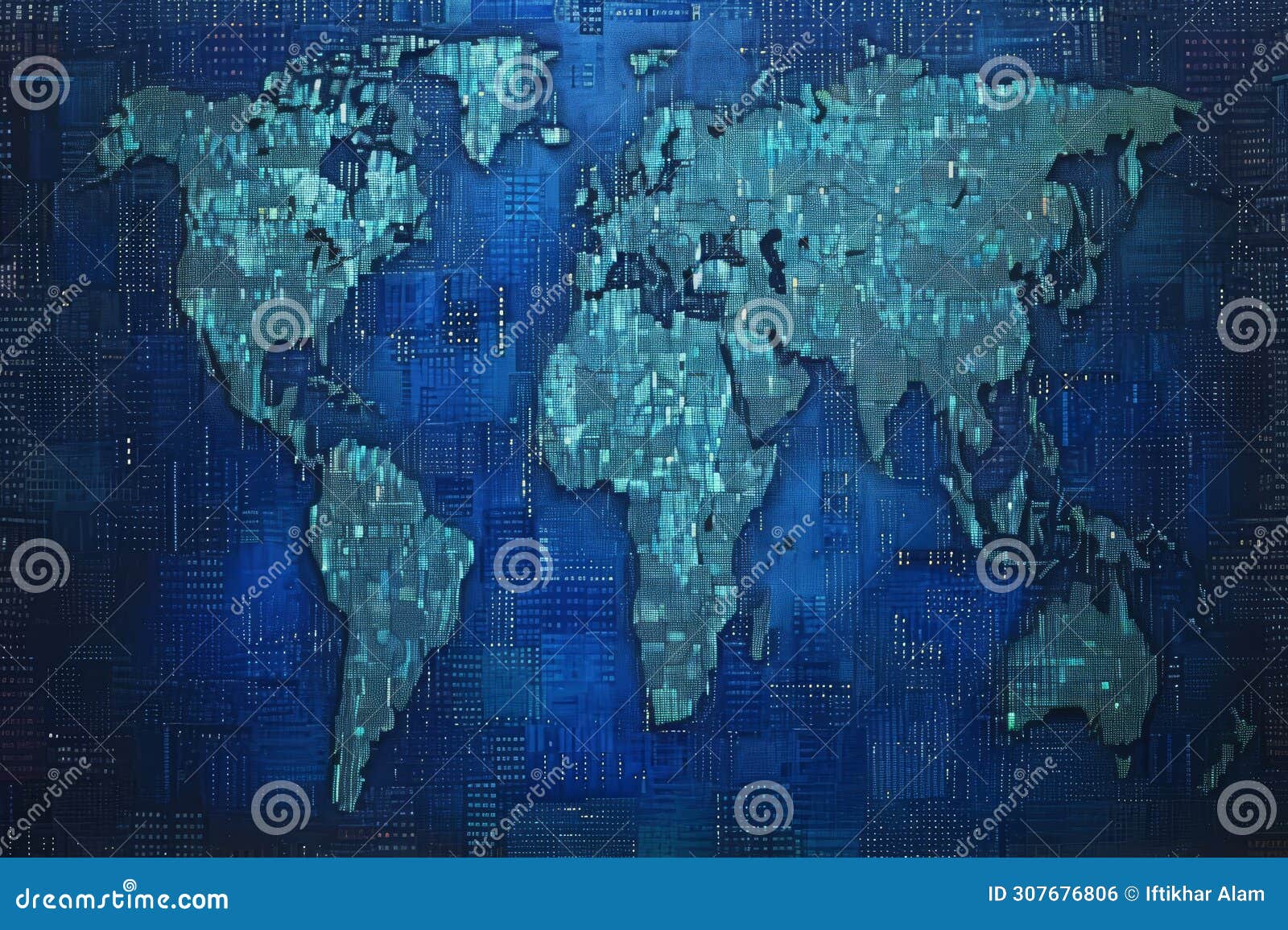 A Visually Striking Image of a Map of the World Displayed on a Blue ...
