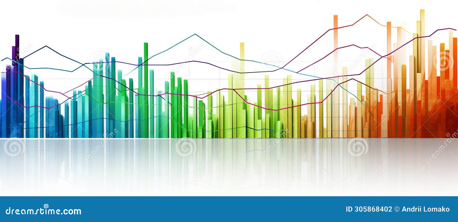Colorful Line Graph on White Background Stock Illustration ...