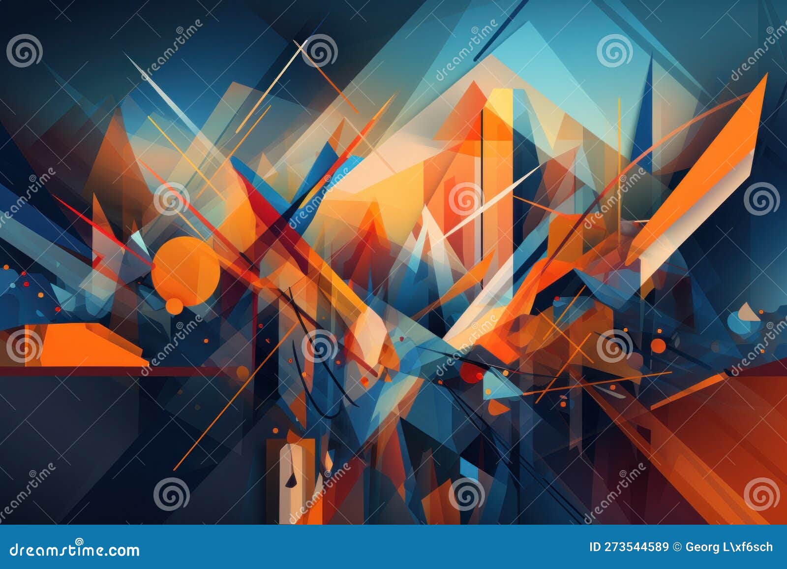 Visually Striking Orange and Blue Geometric Abstract Background Stock ...