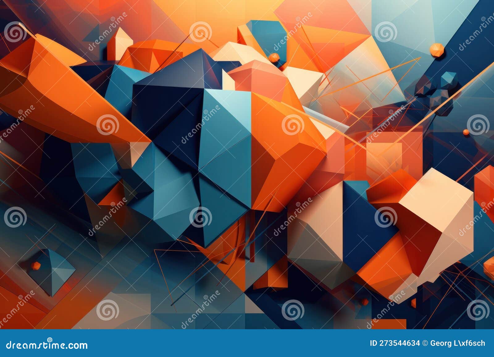 Visually Striking Orange and Blue Geometric Abstract Background Stock ...