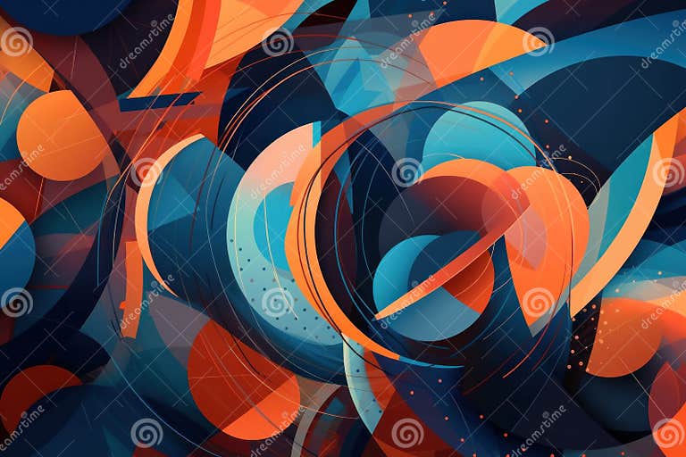 Visually Striking Orange and Blue Geometric Abstract Background Stock ...