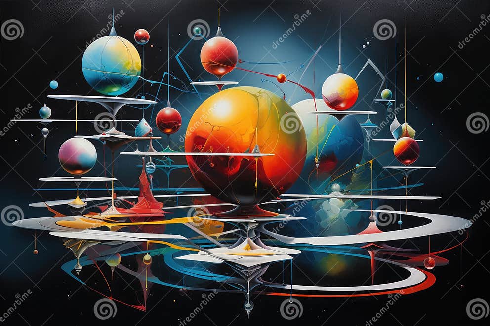 A Visually Striking Painting Showcasing a Variety of Different Colored ...