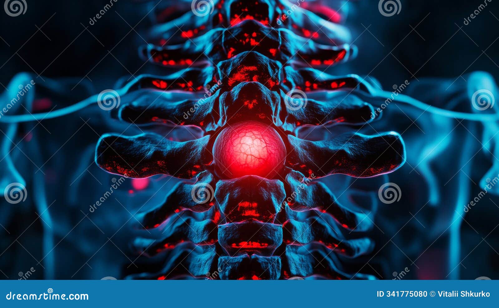 Detailed Illustration of a Human Spine Highlighting Vertebrae Structure ...